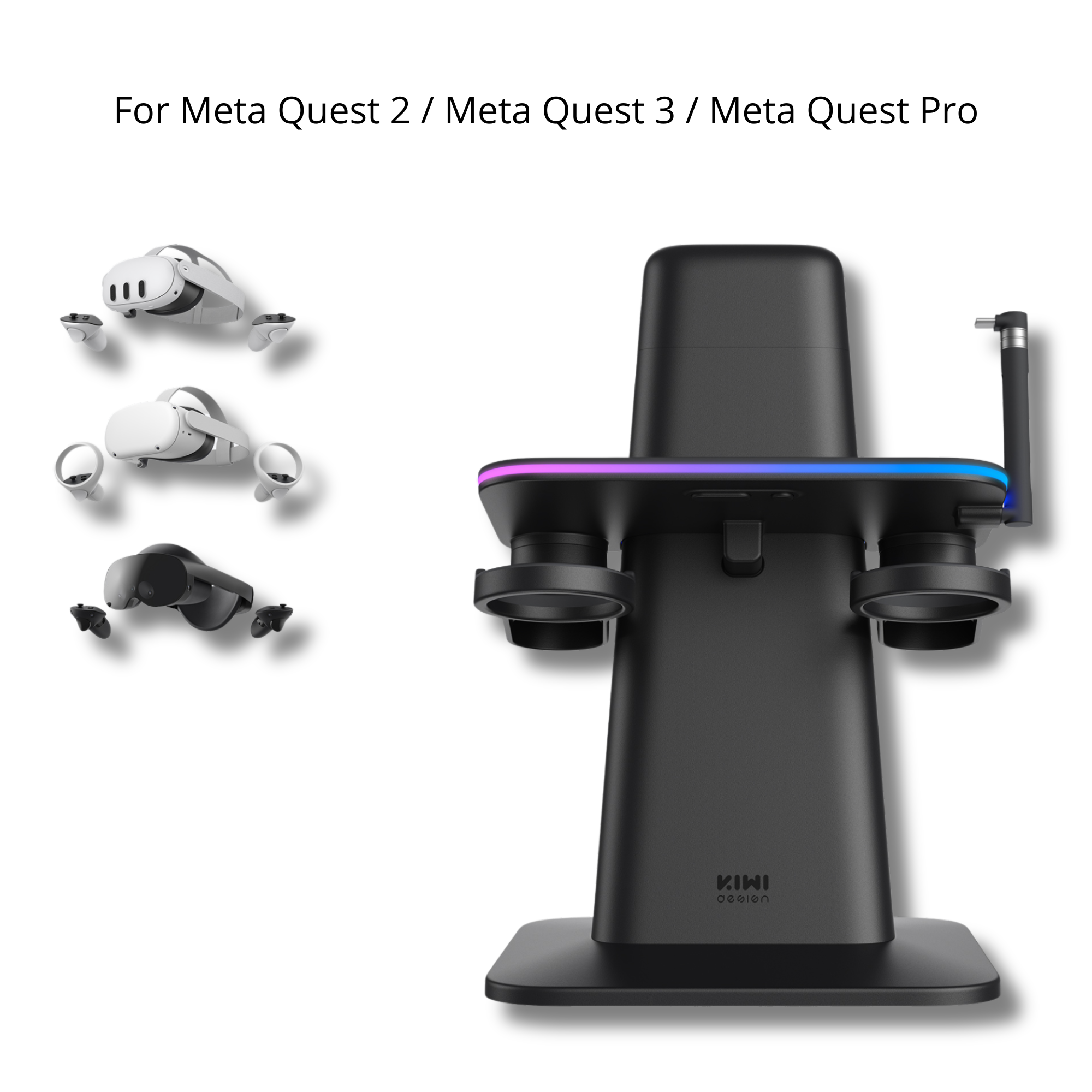 Stojak RGB ładujący do Meta Quest 3S, 3 | KIWI DESIGN & META – VortexVR.pl