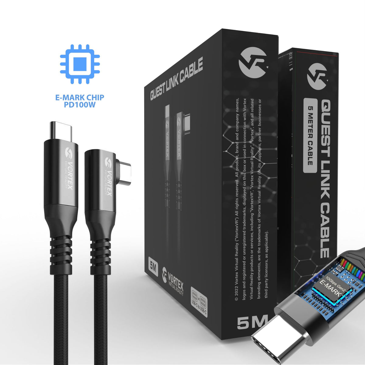 NOWOŚĆ! VortexVR Kabel 5m 10 GBPS PD100W (Fast charging) USB-C do META ...